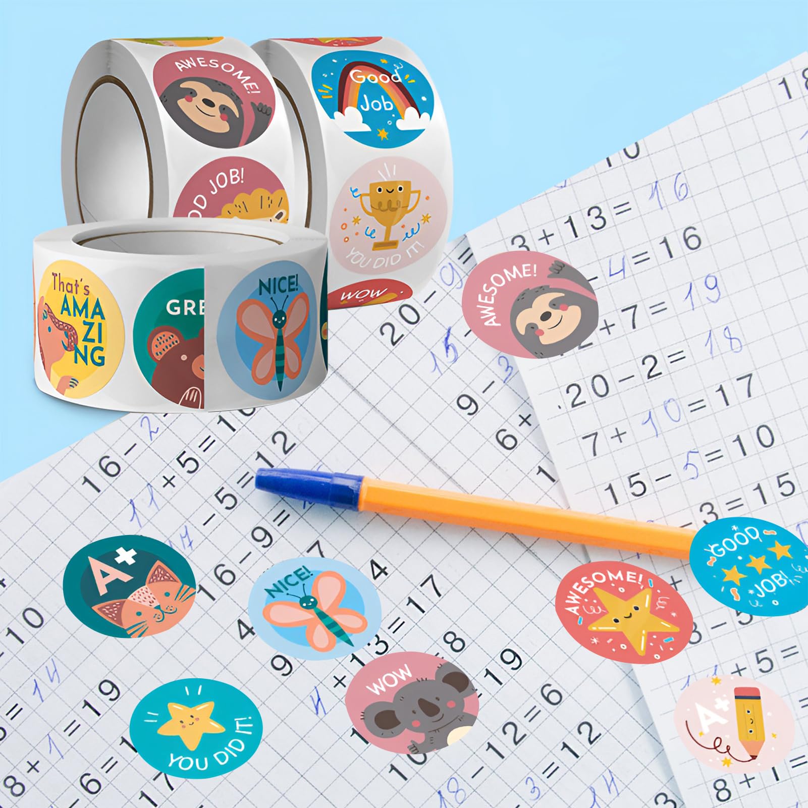 1000 Pieces Round Cartoon Animal Motivational Stickers 2.5cm 1000 Pcs ...