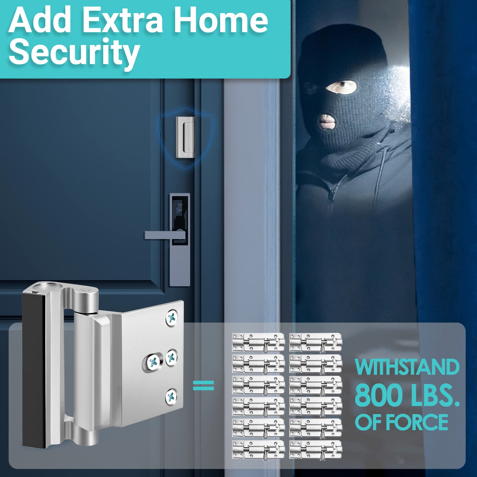 Snapklik.com : Home Security Door Reinforcement Lock Withstand 800 Lbs ...