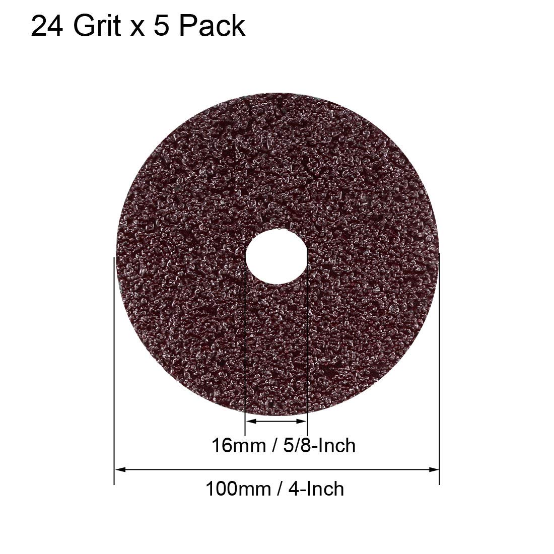 uxcell 4-Inch x 5/8-Inch Aluminum Oxide Resin Fiber Discs, Center Hole ...