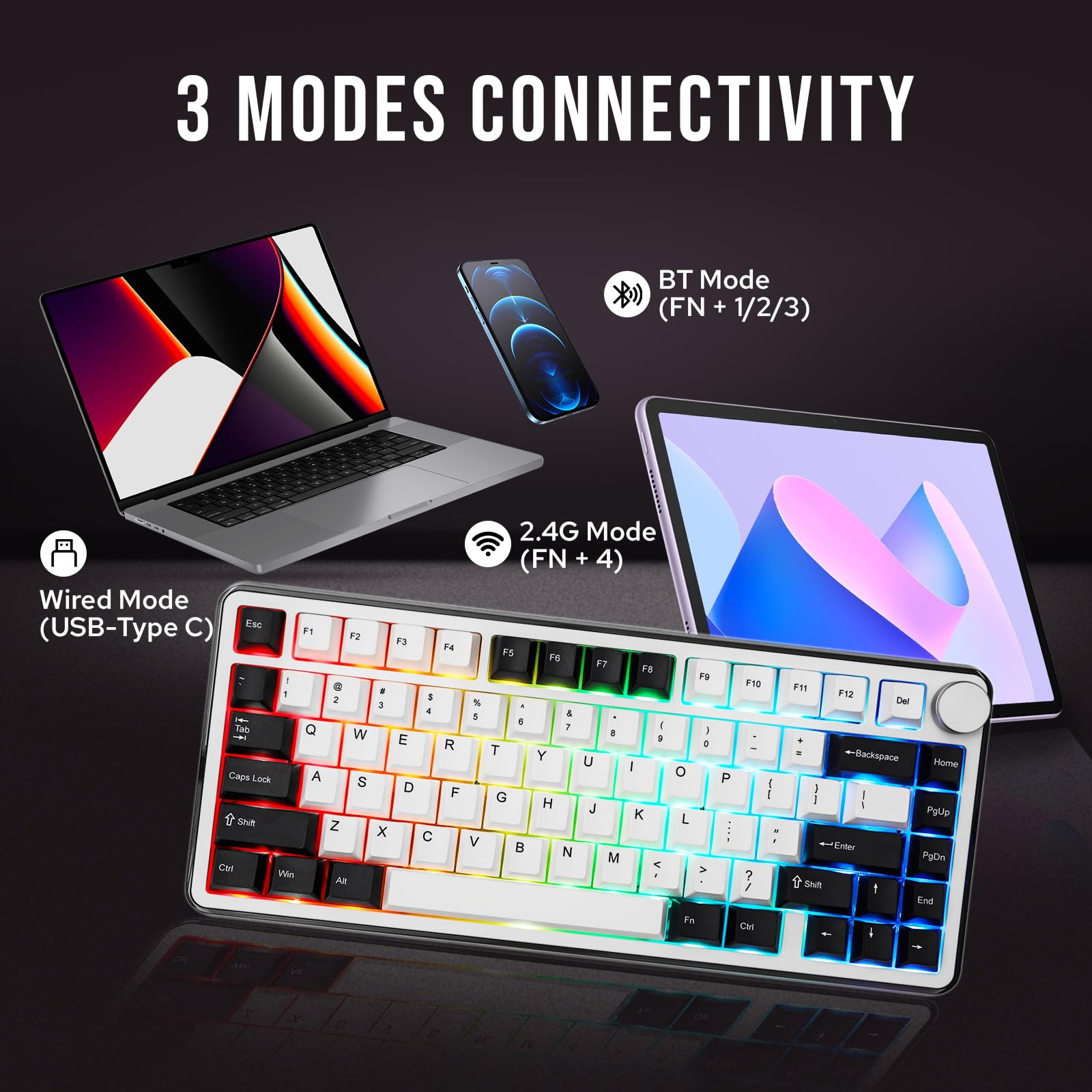 Snapklik.com : KiiBoom Breeze 75 75% CNC Aluminum And Acrylic Mechanical Gaming Keyboard, USB-C ...