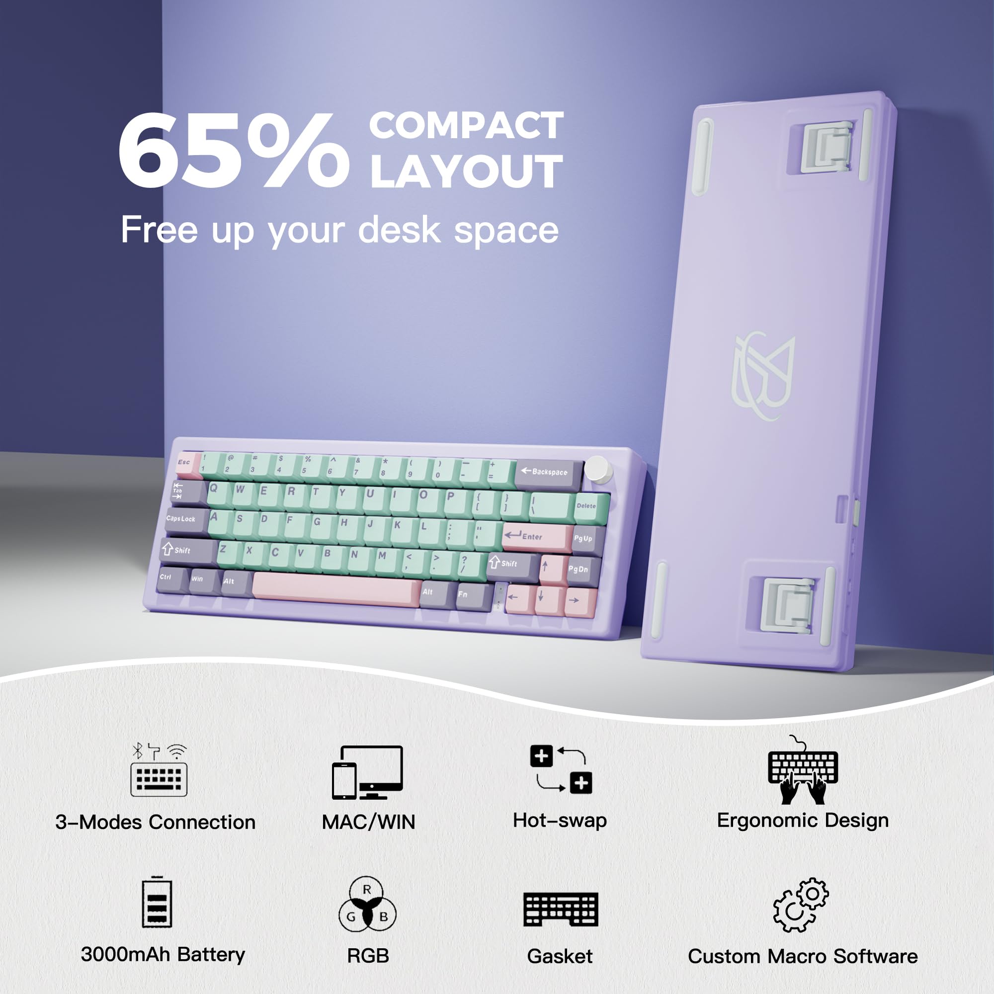 Snapklik.com : BOYI GMK67-65% Wireless Gasket RGB Gaming Keyboard