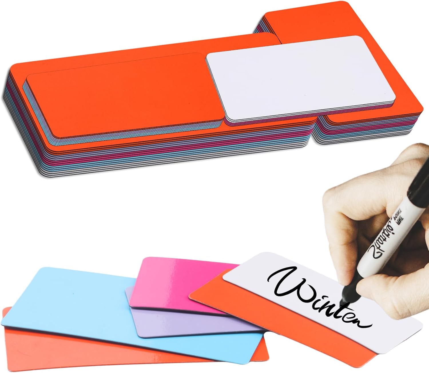 45 Pcs Writable Magnets, Magnetic Strips Writable, Magnetic Dry Erase ...