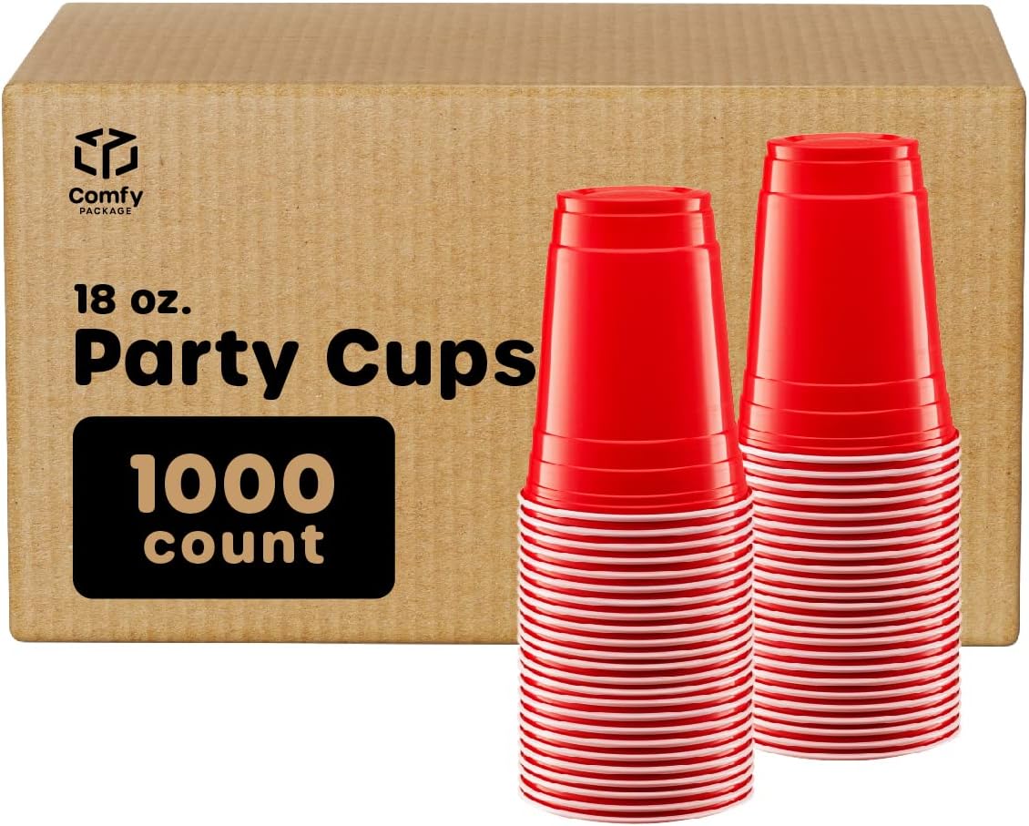 Amazon.com: GUSTO [Case of 1,000] 18 oz. Disposable Plastic Red Cups ...