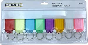 Amazon.com: Huron Key Tag Rack w/8 Multicolored Writeable Ringed Key ...