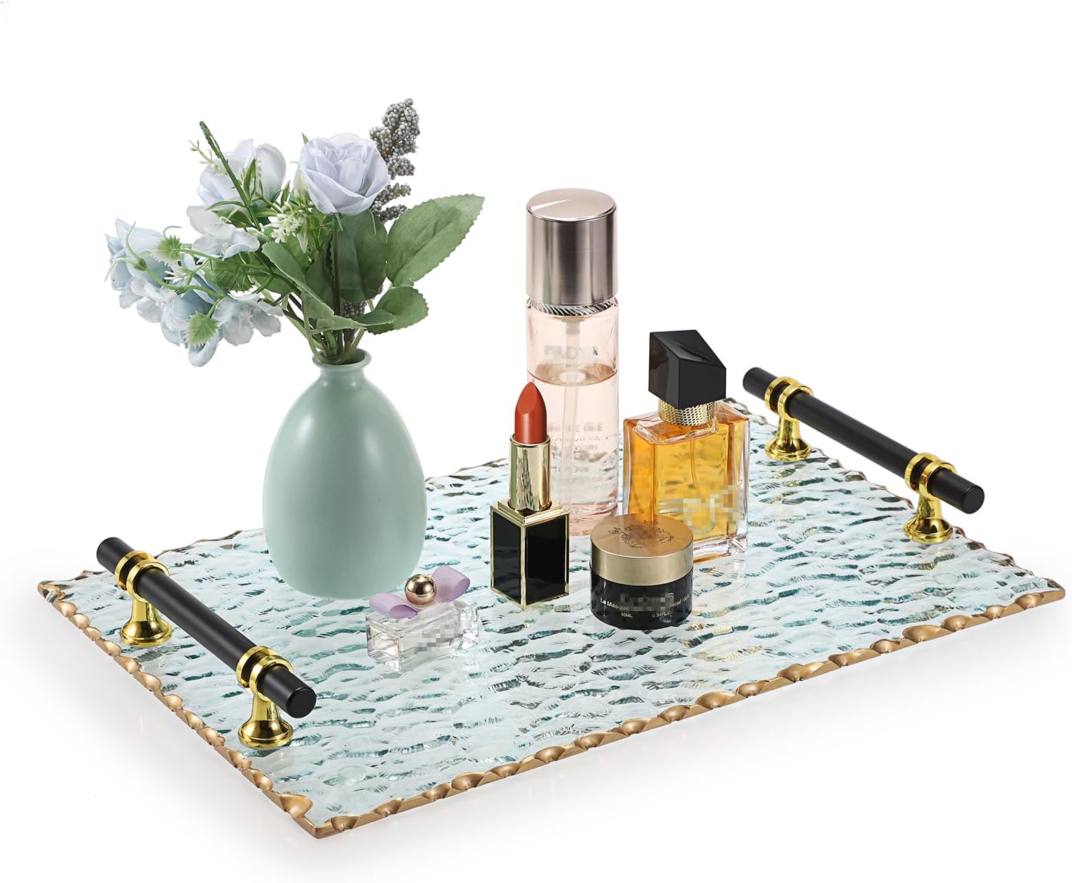 Amazon.com: Hipiwe Glass Perfume Tray with Handle Rectangular ...