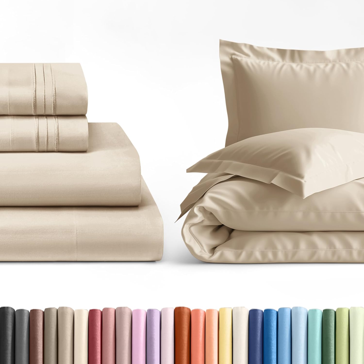 Amazon.com: CGK Unlimited Cream Sheet Set with Duvet (Full Size ...