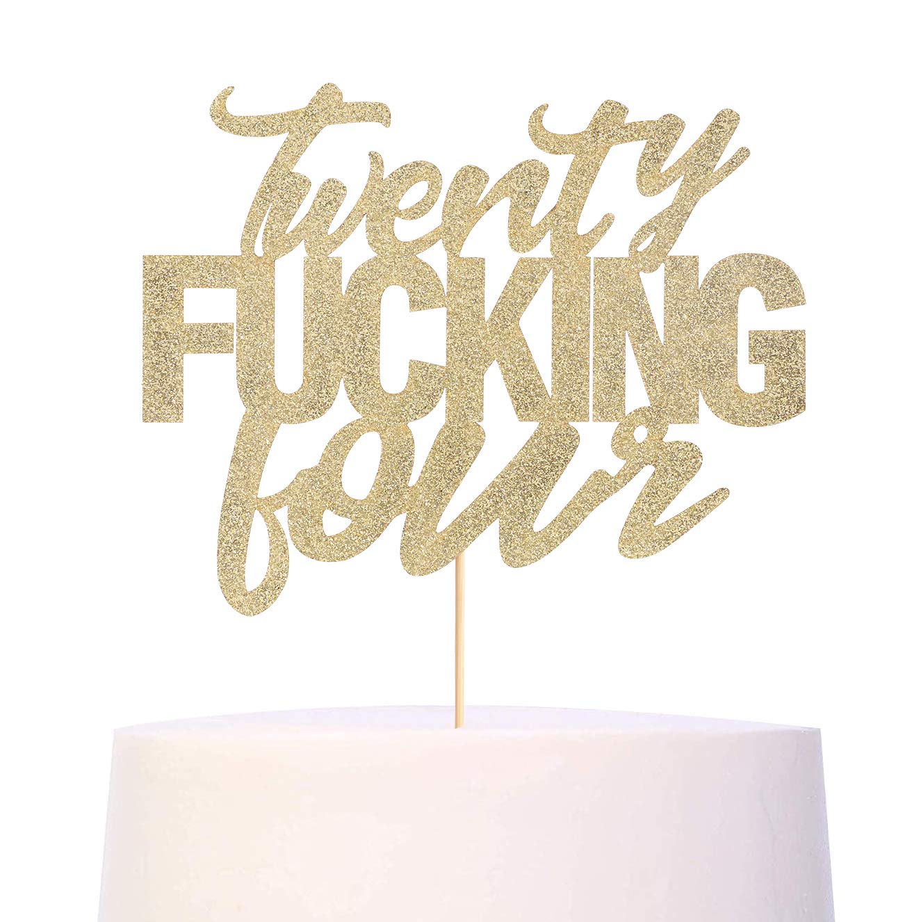 Buy Gold Glitter Twenty Four Birthday Cake Topper - 24th Birthday ...