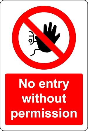No entry without permission Safety sign - Self adhesive sticker (200mm ...