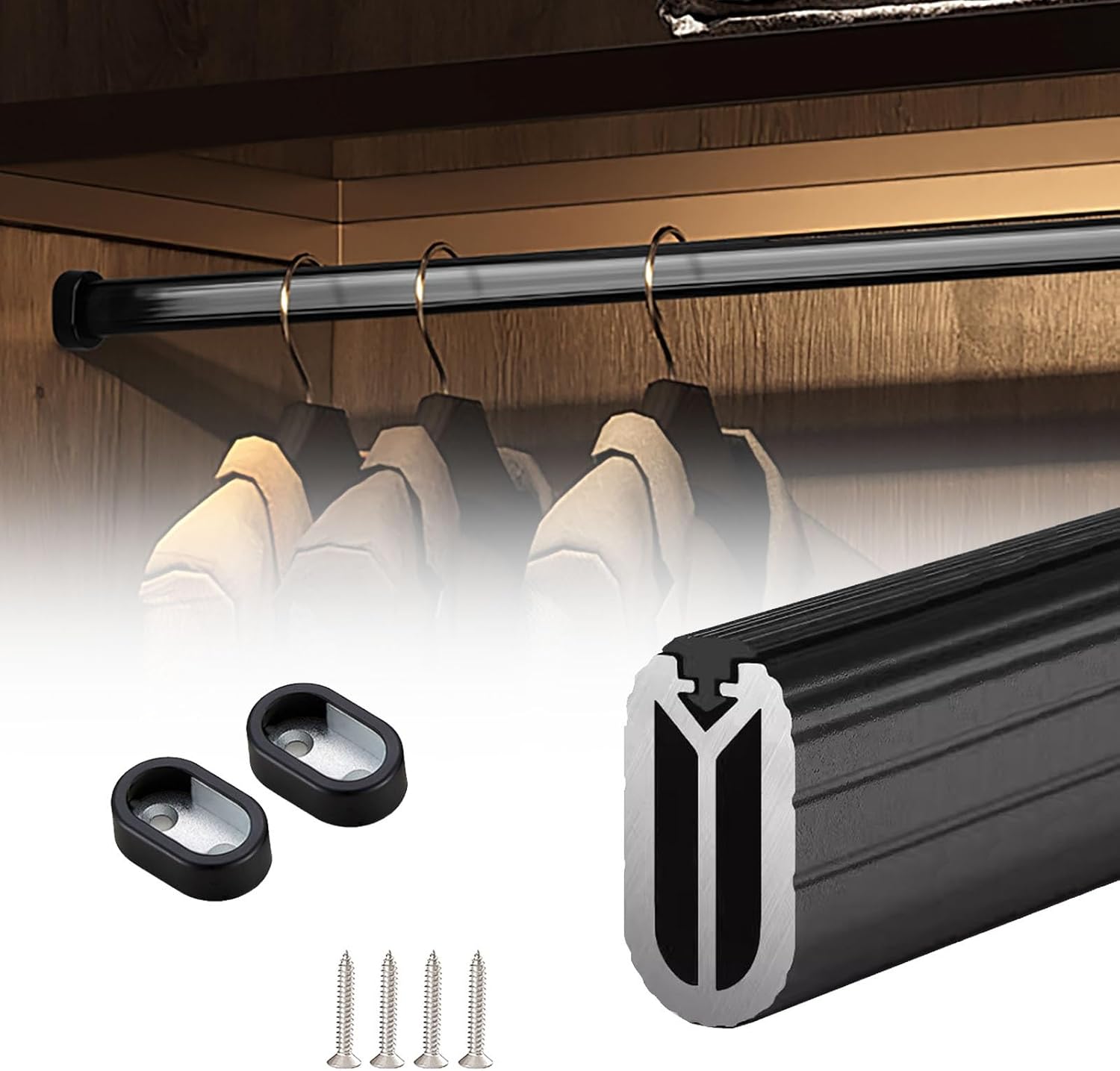 Amazon.com: Closet Rod for Hanging Clothes, 70 To 200 cm Metal Closet ...