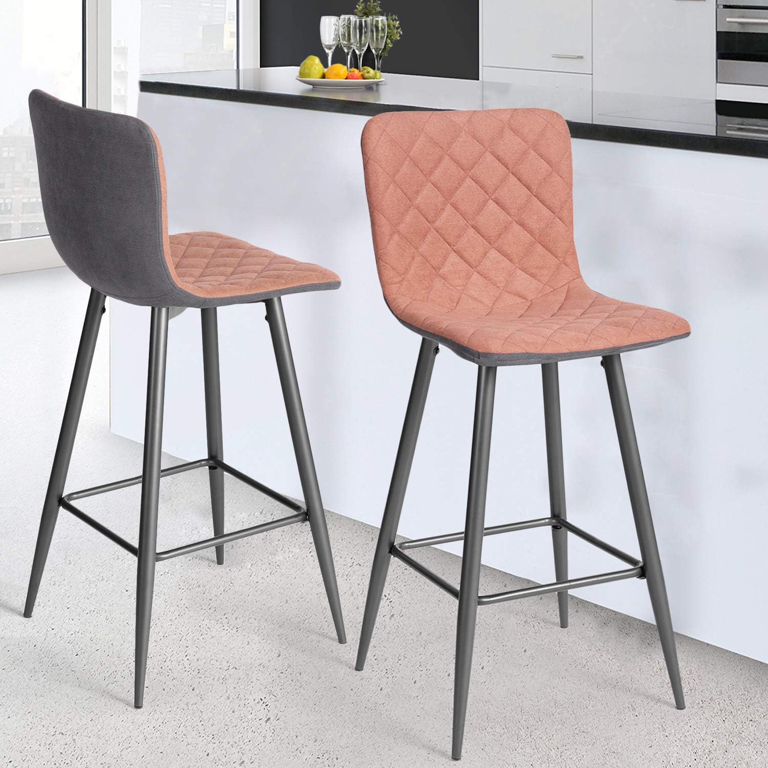 Amazon.com - HOMY CASA Bar stools Set of 2, Kitchen Side Chair Set with ...
