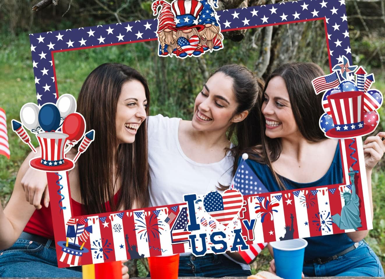 Amazon.com: 4th of July Photo Frame, Large Size Patriotic Photo Booth ...
