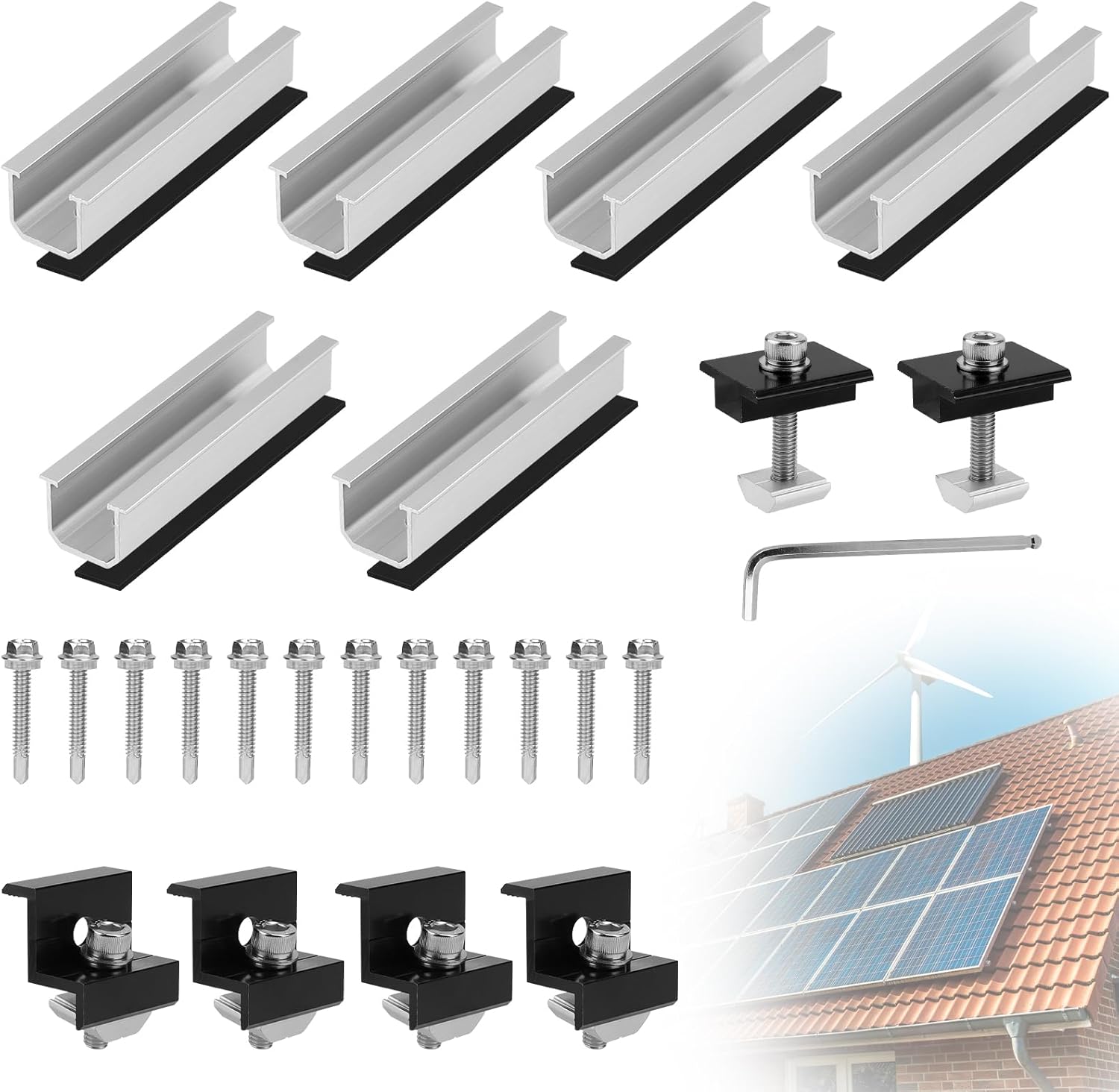 EXLECO 6 x 12 cm Solar Bracket Flat Roof Mounting Set Balcony Power ...