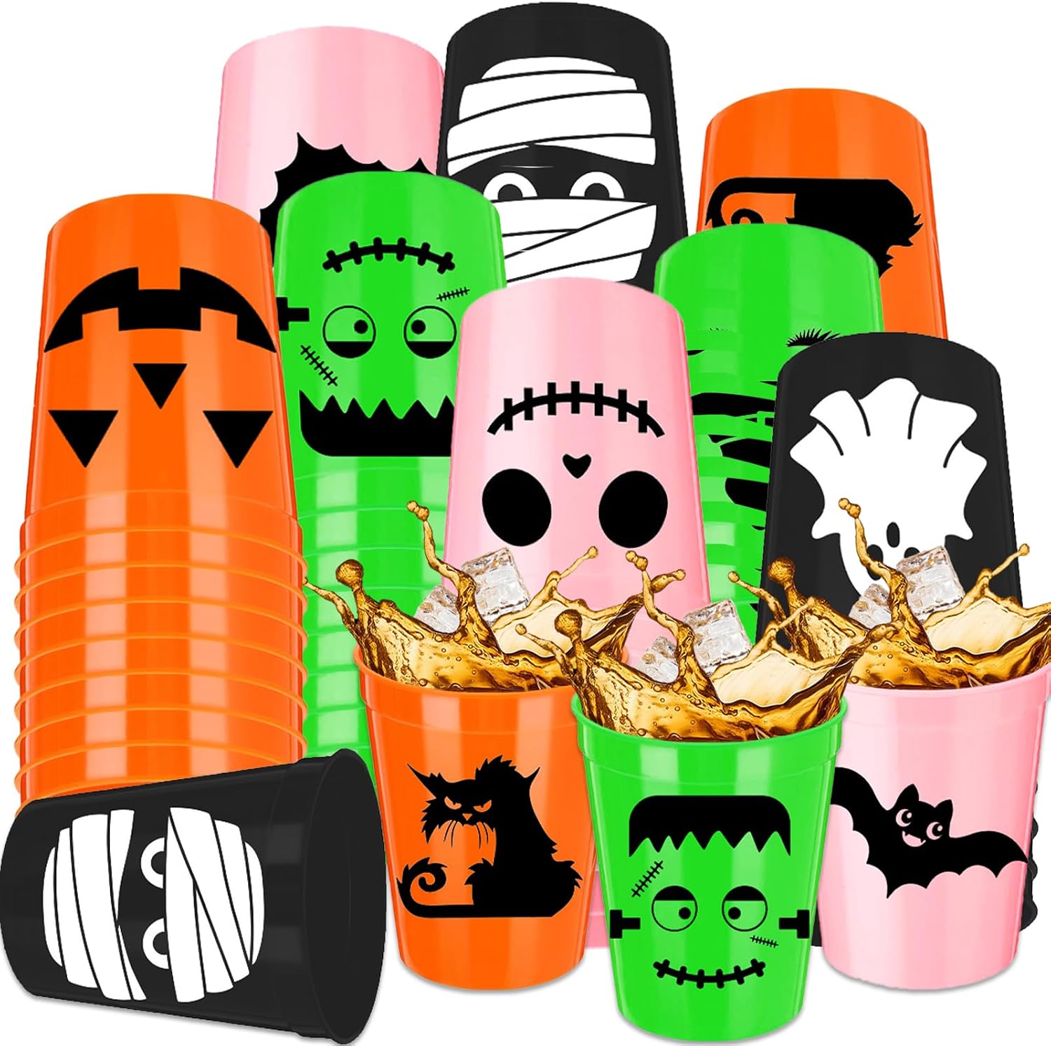 Amazon.com: tmlfep 24 Pack Halloween Party Cups 12 oz Reusable Plastic ...