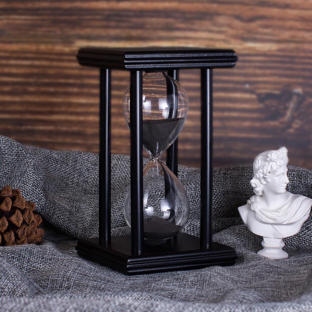 Amazon.com: Hourglass Timer with Black Sand, 15 Minute Wooden Frame ...
