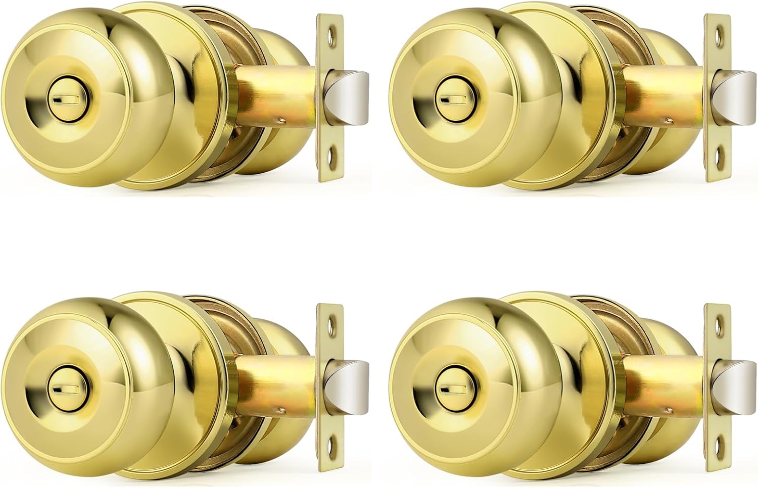 Probrico Gold Interior Door Knobs for Bedroom Bathroom, Polished Brass ...