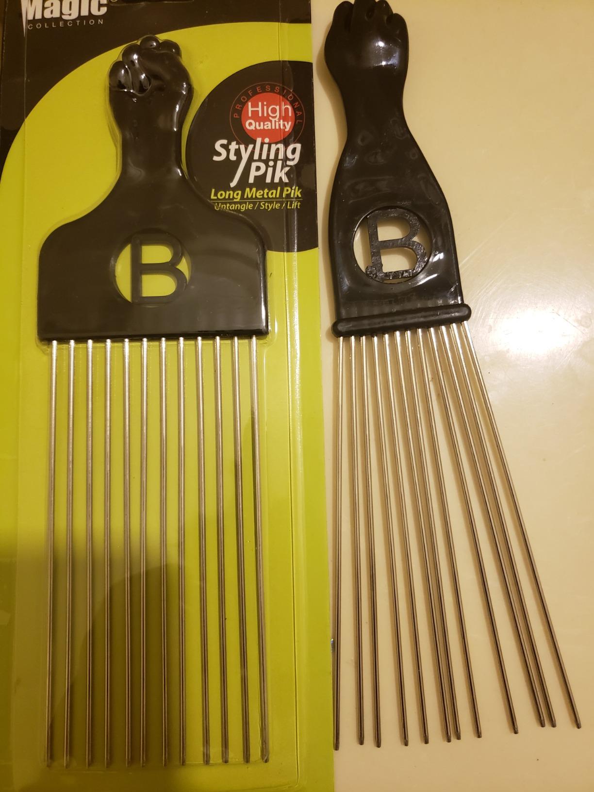 Amazon.com : Afro Hair Pick Extra Large Long Black Fist Long Metal Pik ...