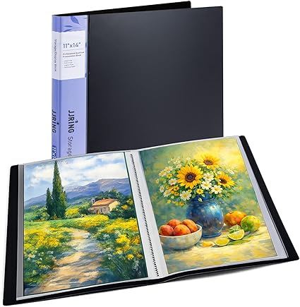 JJRING Kunst-Portfolio-Mappe mit Kunststoffhüllen, 24 Taschen ...
