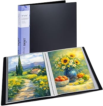 JJRING Kunst-Portfolio-Mappe mit Kunststoffhüllen, 24 Taschen ...