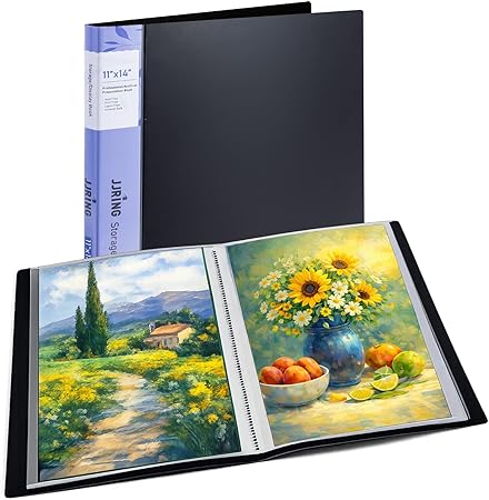 JJRING Kunst-Portfolio-Mappe mit Kunststoffhüllen, 24 Taschen ...