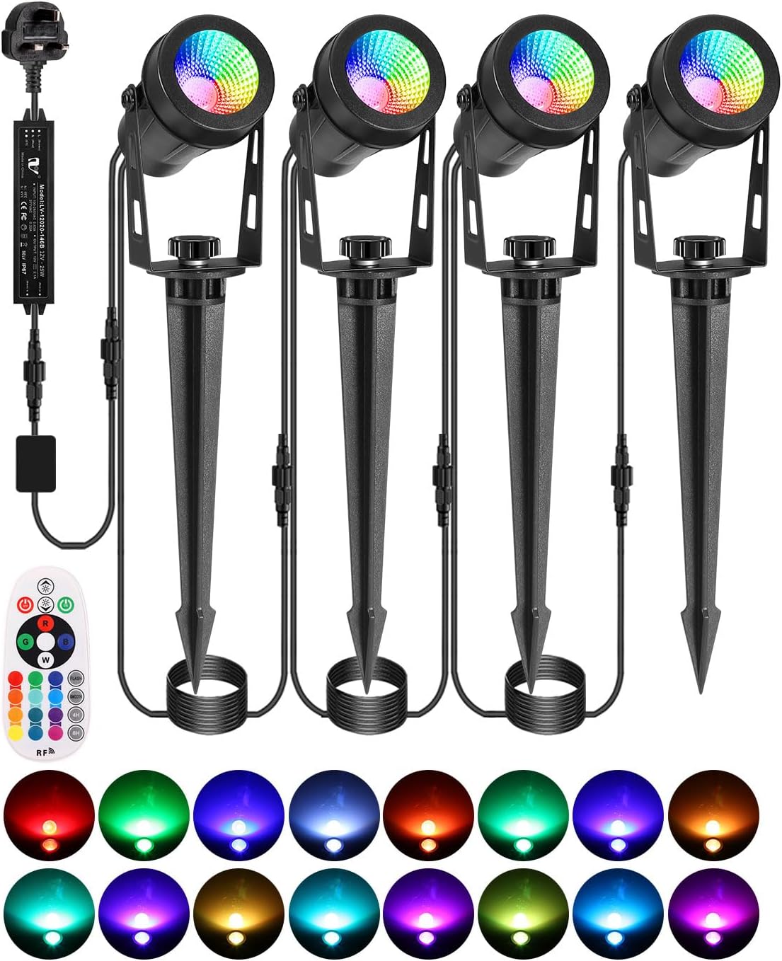 GreenClick Garden Spot Lights, Color Changing Garden Lights Mains ...