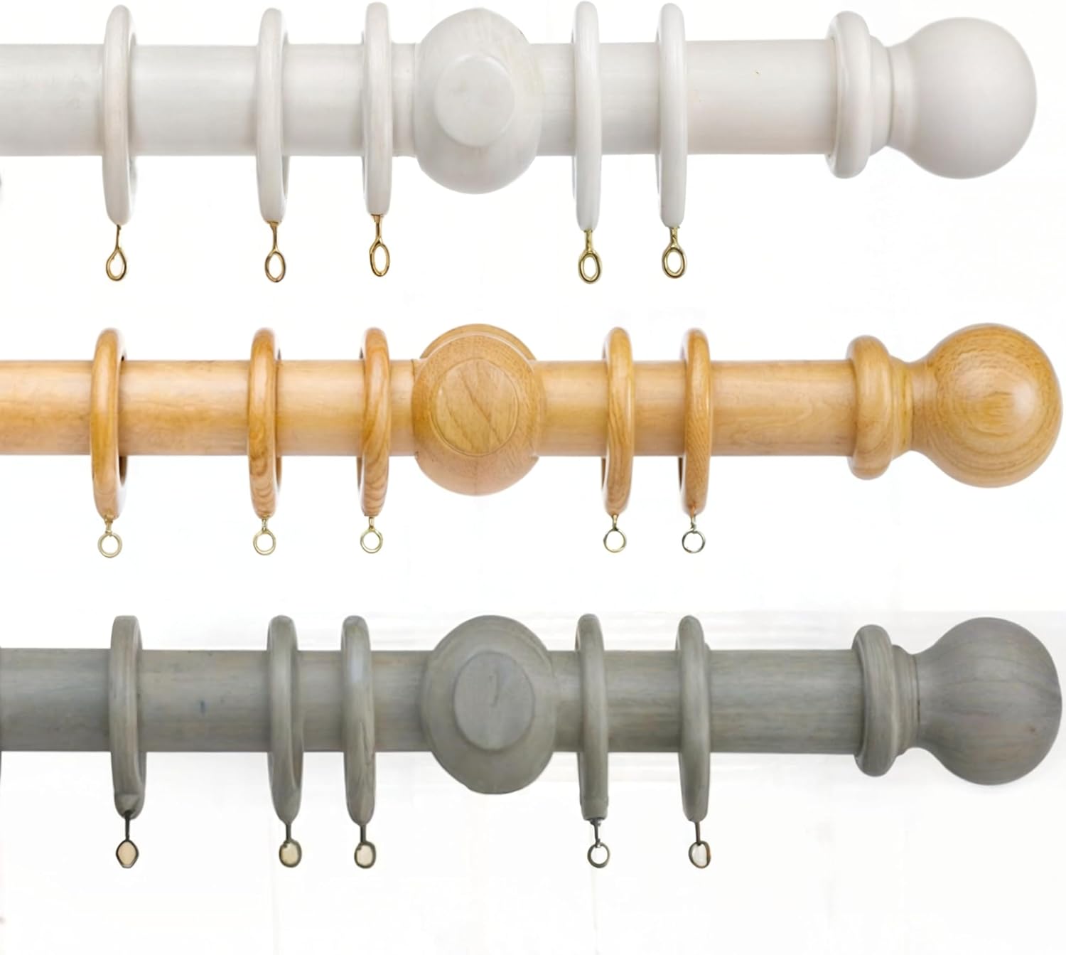 ASA1 Curtain Poles – Wooden Window Curtain Pole Set - for eyelet ...