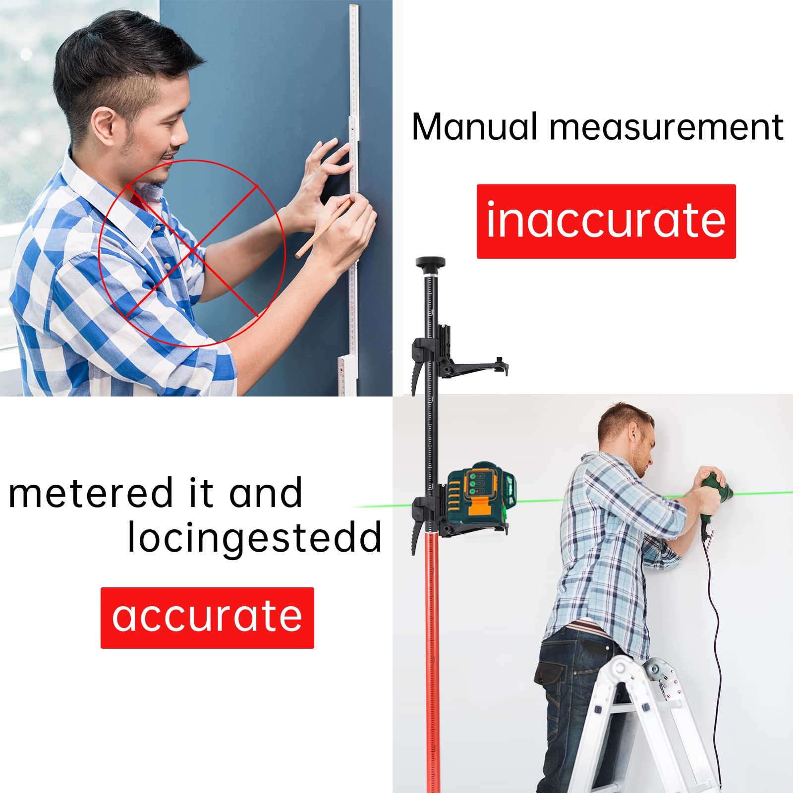 Snapklik.com : Laser Level Pole Telescoping Pole 12 Ft./3.7M