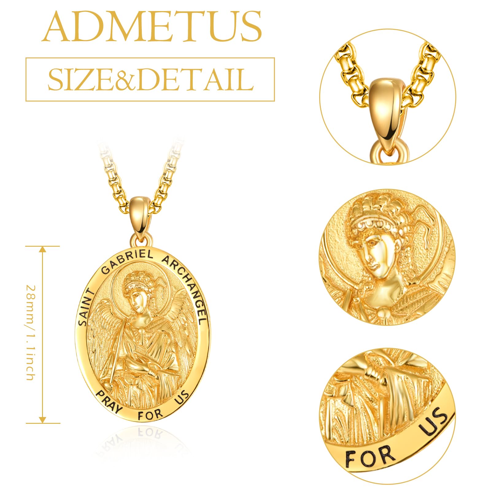 Snapklik.com : Gold St Gabriel Archangel Medal Sterling Silver St ...