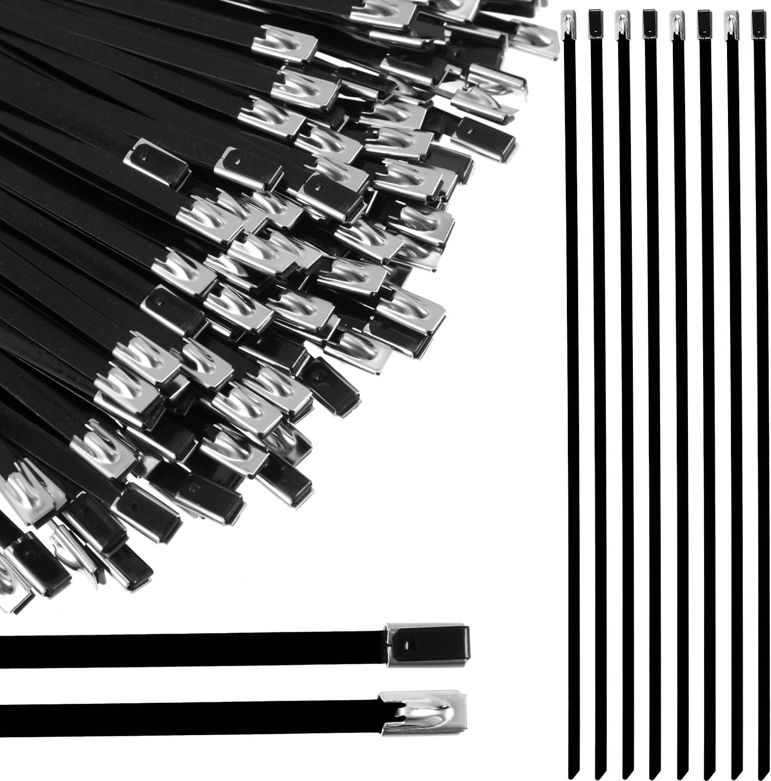 Amazon.com: Pelopy 500 Pcs Stainless Steel Zip Ties Black Metal 304 ...