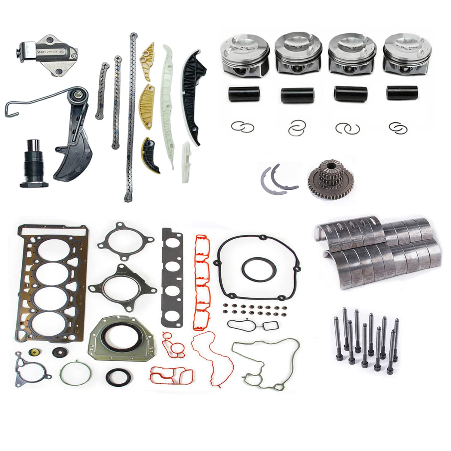 Amazon.com: EA888 Engine Rebuild Overhaul Kit & Timing Chain Kit &23mm ...