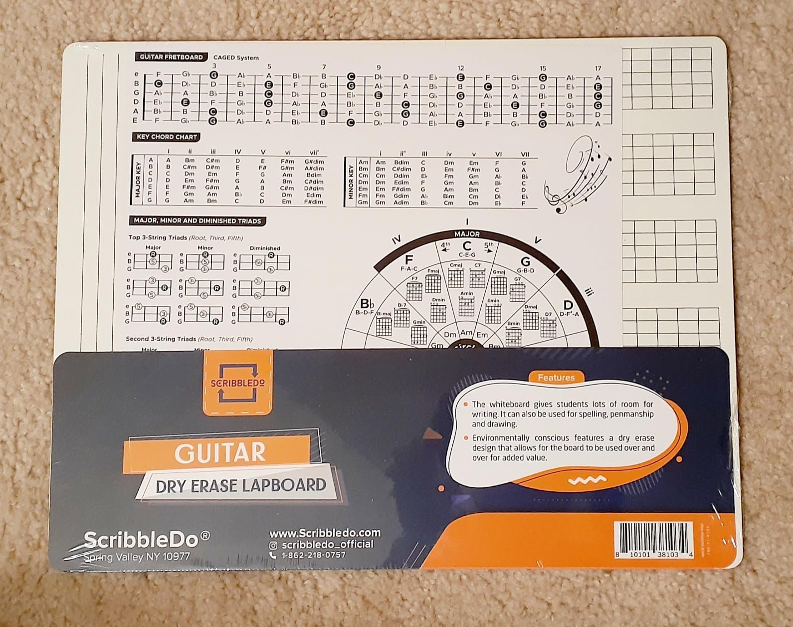 Amazon.com : SCRIBBLEDO Guitar Practice Dry Erase White Board Lapboard ...
