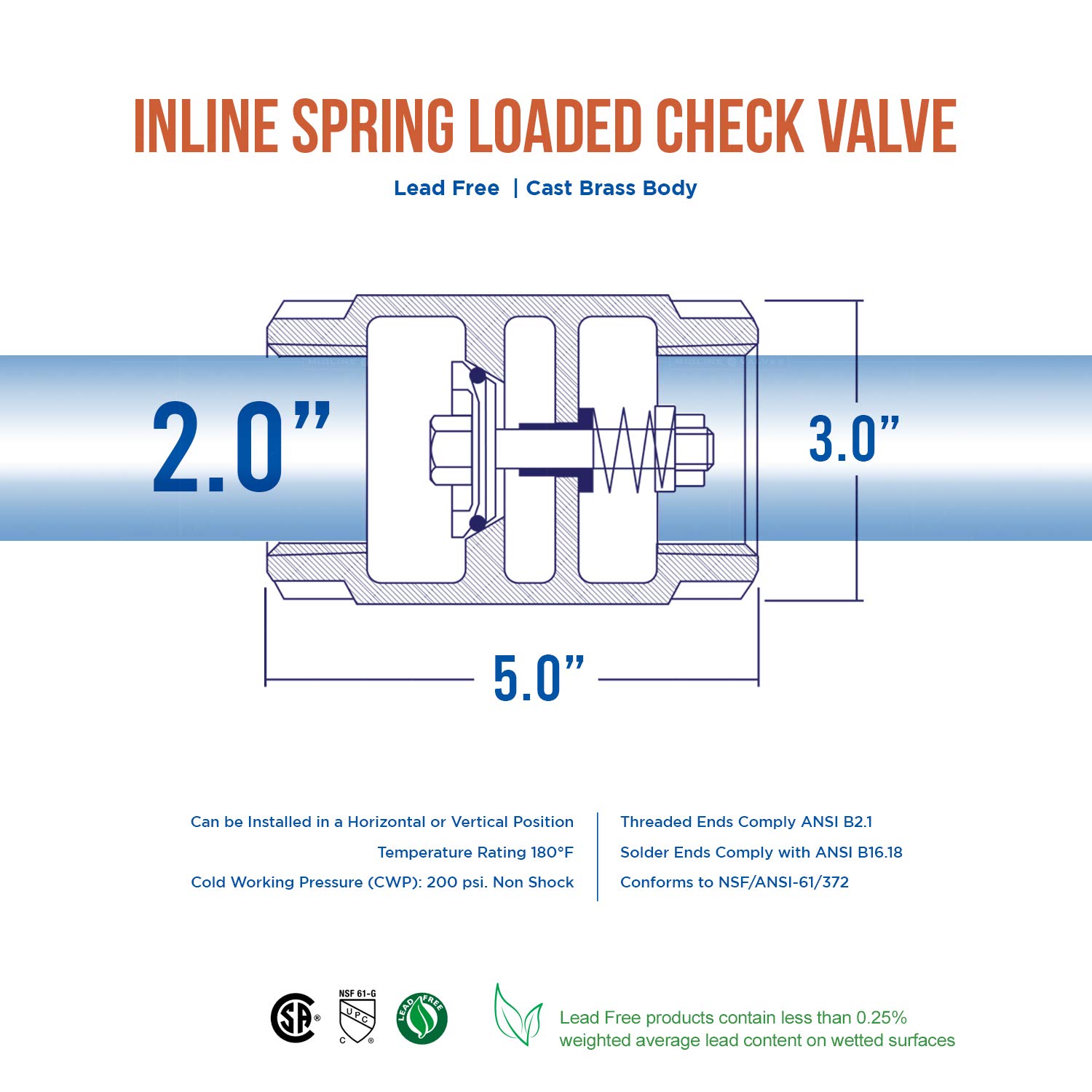 Snapklik.com : Midline Valve 372U422 Inline Spring Loaded Check Valve
