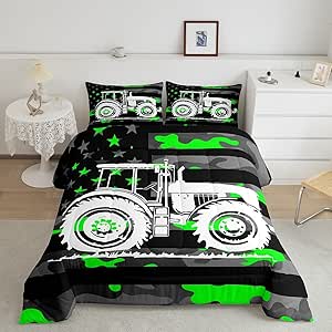 Amazon.com: Feelyou Camo Tractor Bedding Set Comforter Set US Flag Farm ...