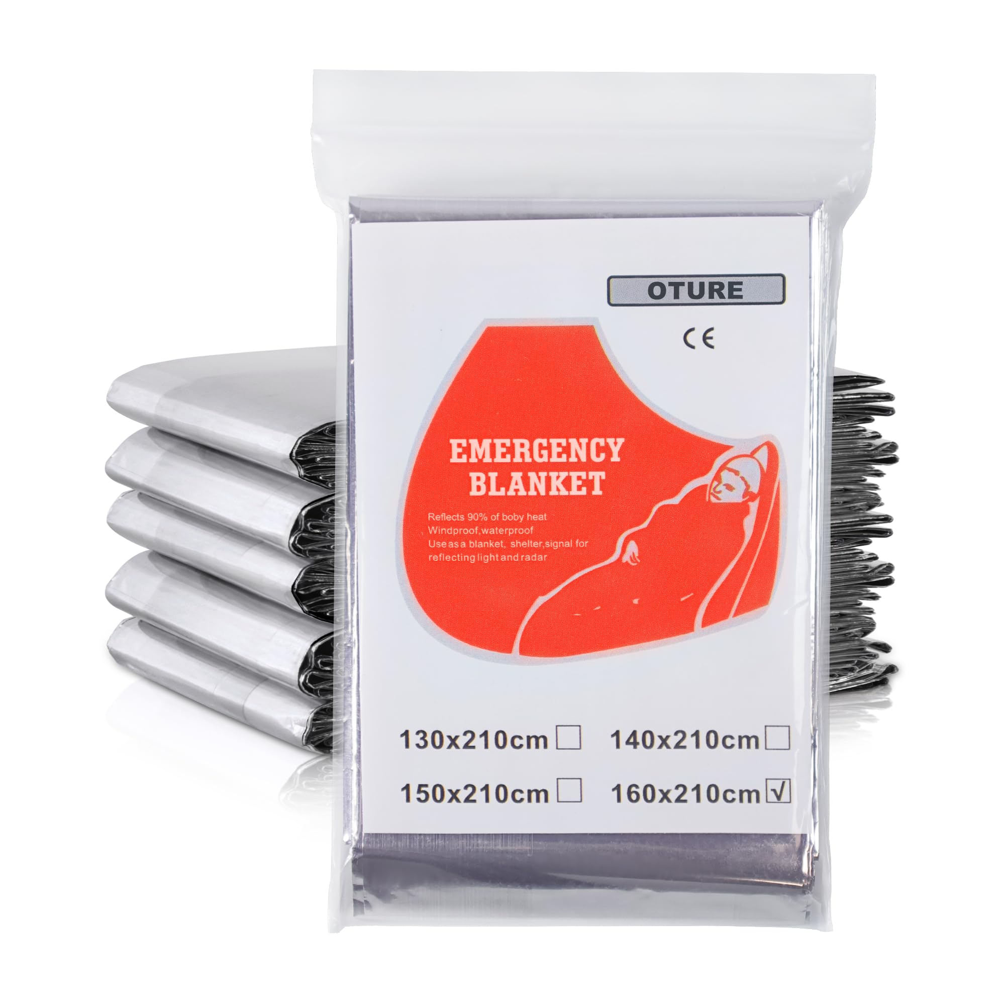 Oture Emergency Space Blankets, 6 Pack Survival Thermal Blanket, Mylar ...