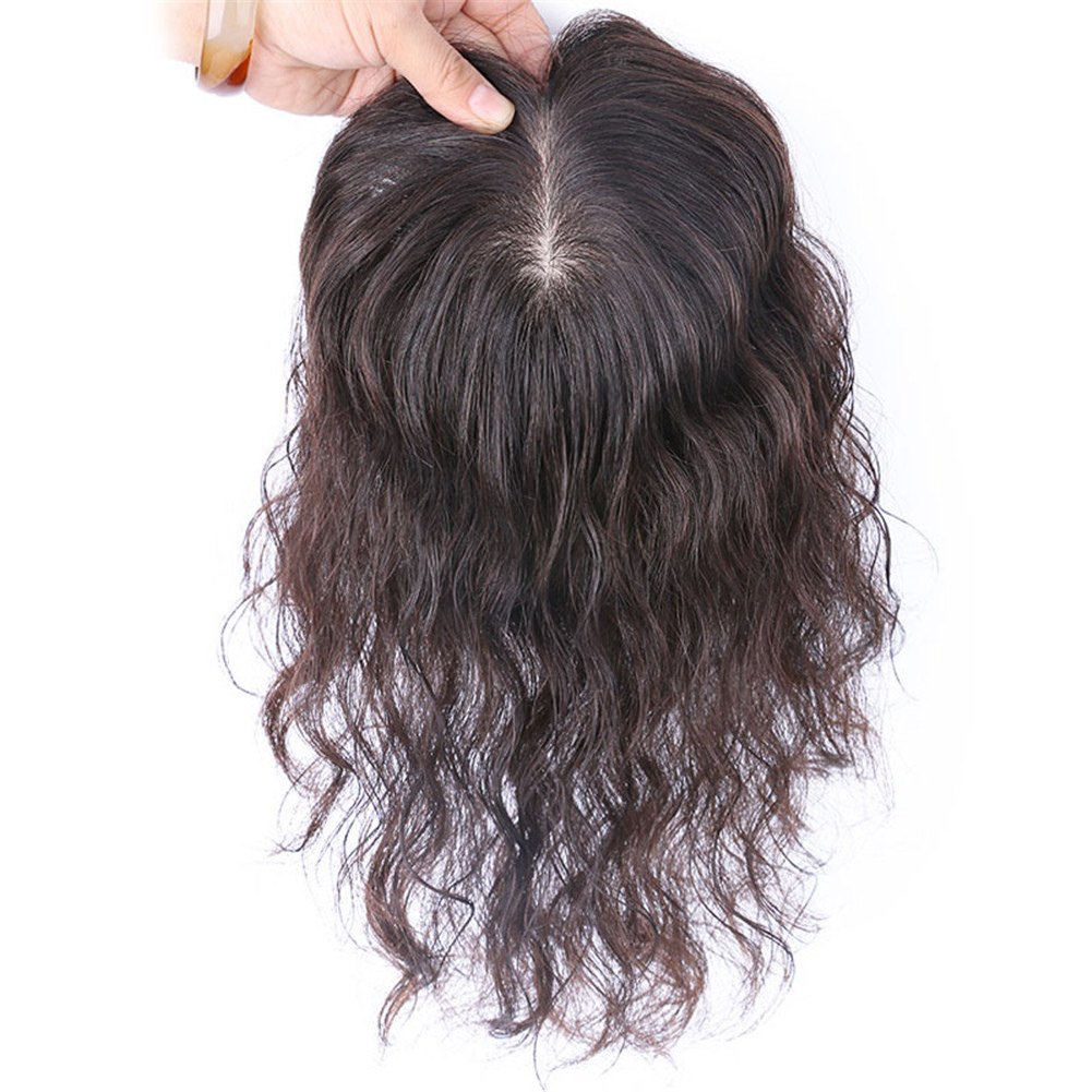 Remeehi Curly Crown Hairpiece Real Nature Look Silk Base Toppers Human ...