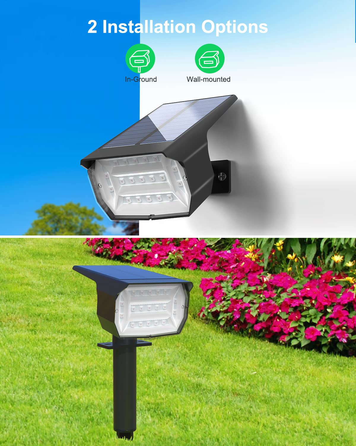 LOTMOS 6 Pack Solar Landscape Spotlights Outdoor, 19 LED 2-in-1 Solar ...