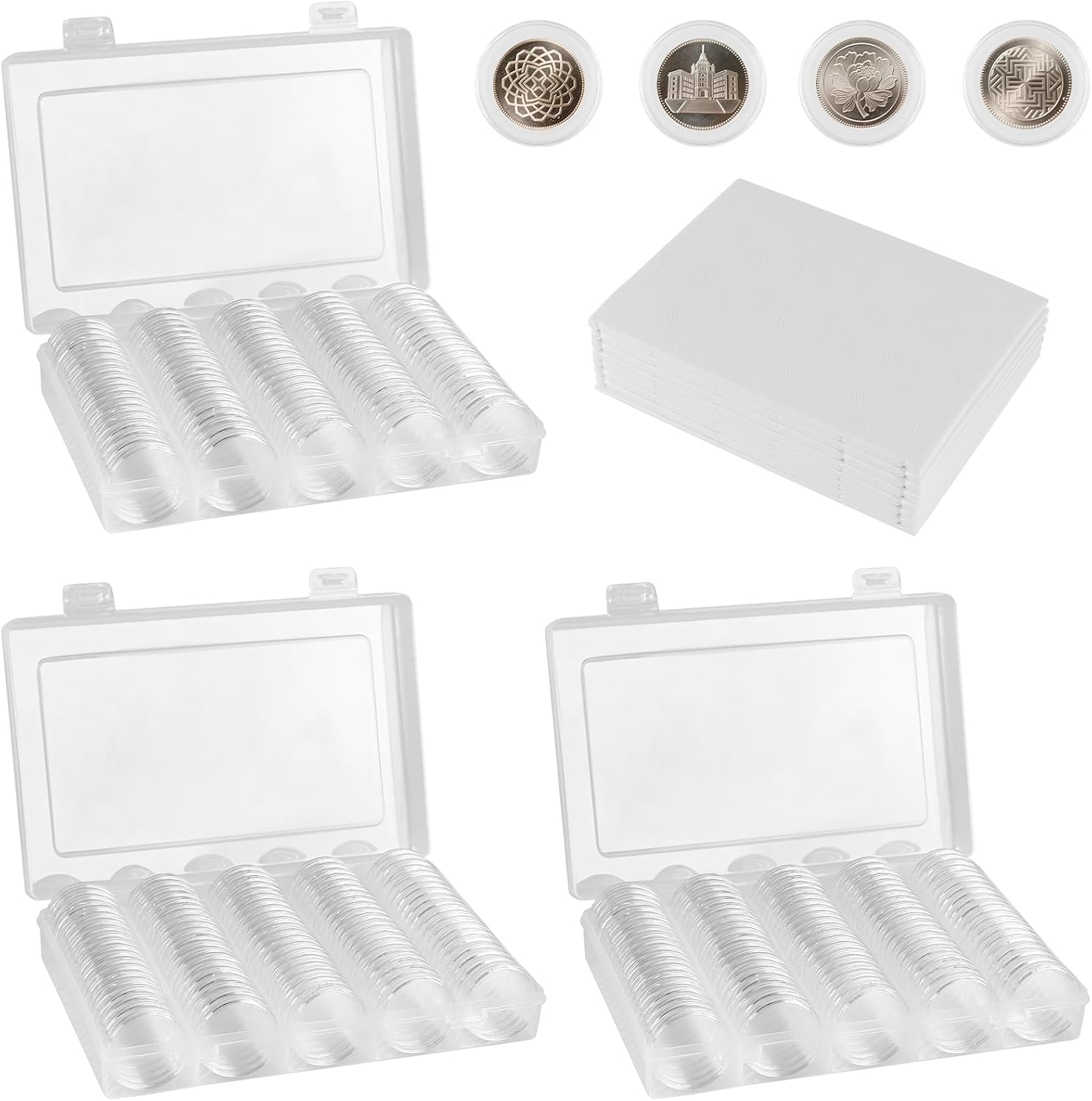 Amazon.com : JAPCHET 300PCS 30mm Coin Capsules with Plastic Coin ...