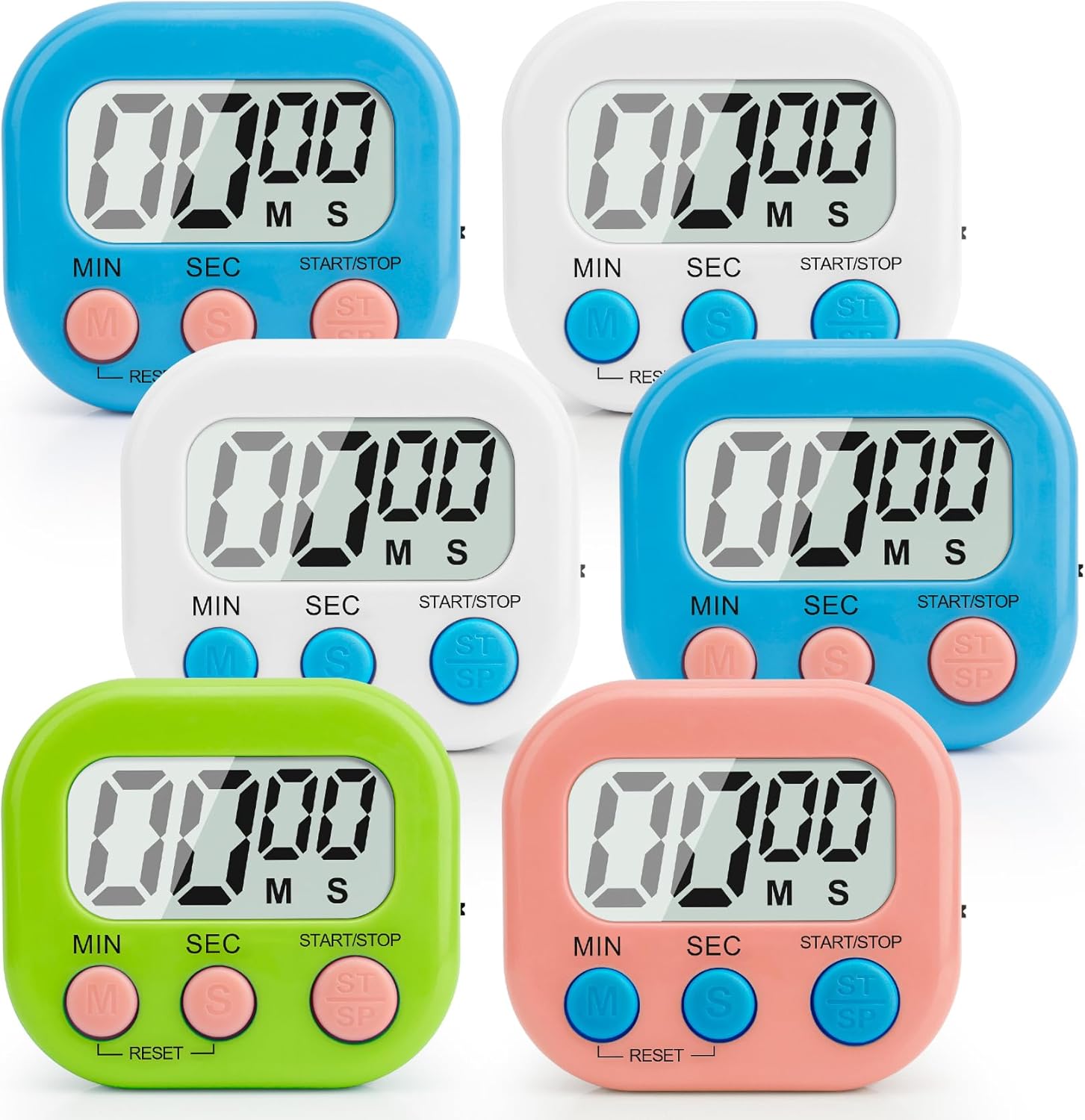 Amazon.com: 6 Pack Digital Kitchen Timer Multi-Function Magnetic Timers ...