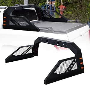 Amazon.com: Universal Adjustable Truck Bed Chase Rack Roll Bar with 6X Amber Side Marker, Matte ...