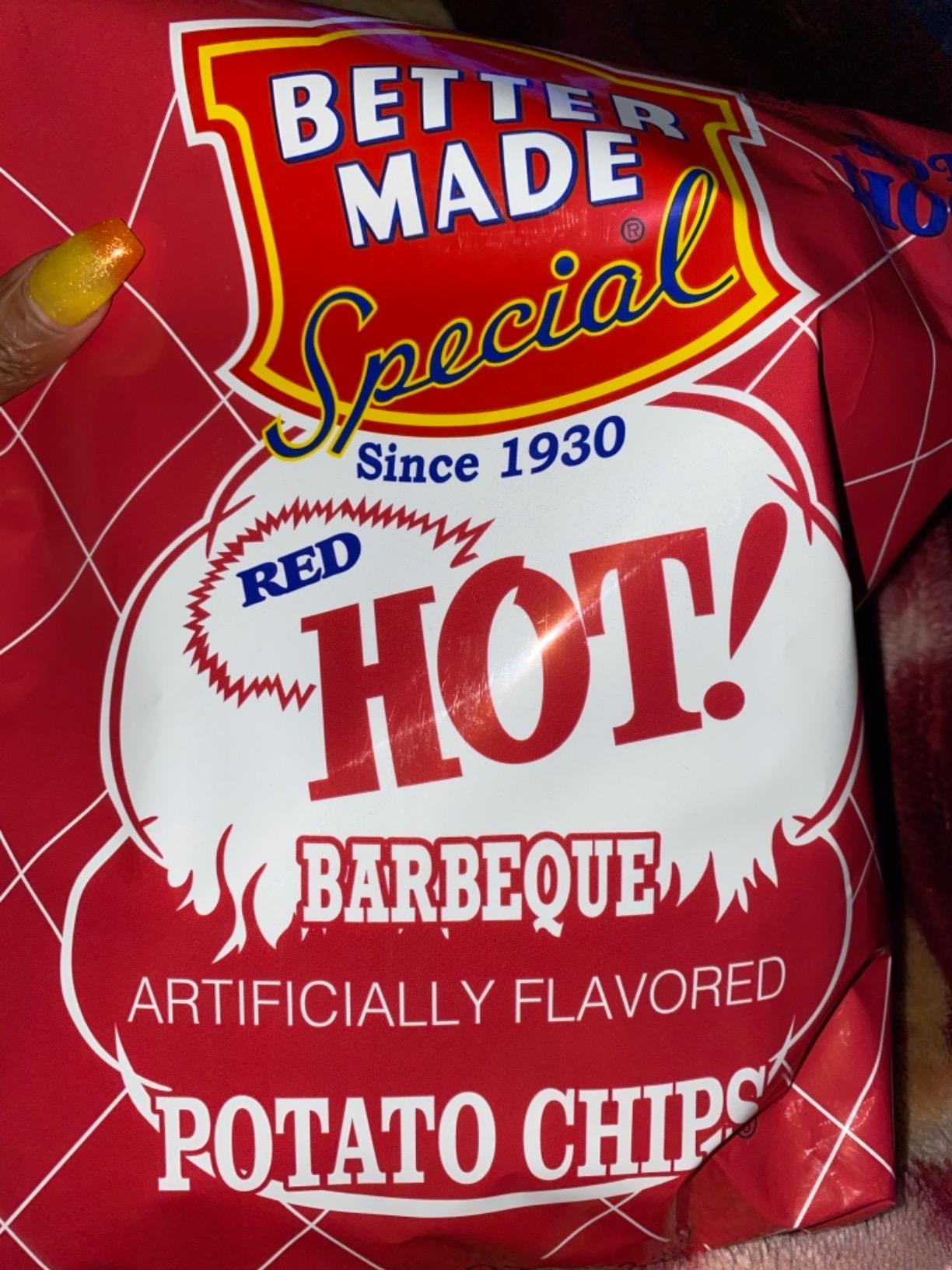 Amazon.com: Better Made Red Hot! barbeque flavored potato chips, family ...