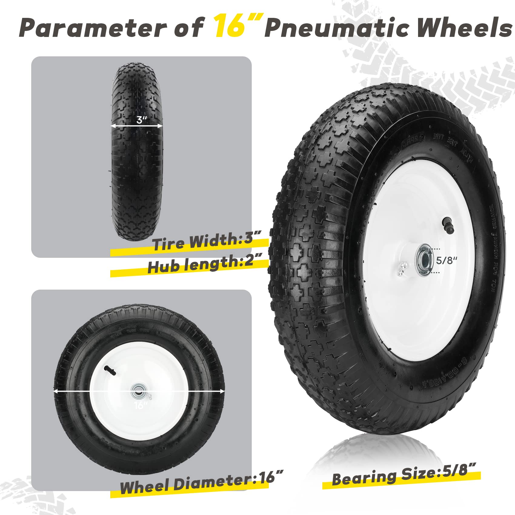 Snapklik.com : 4.80/4.00-8" Pneumatic Wheelbarrow Wheel And Tires