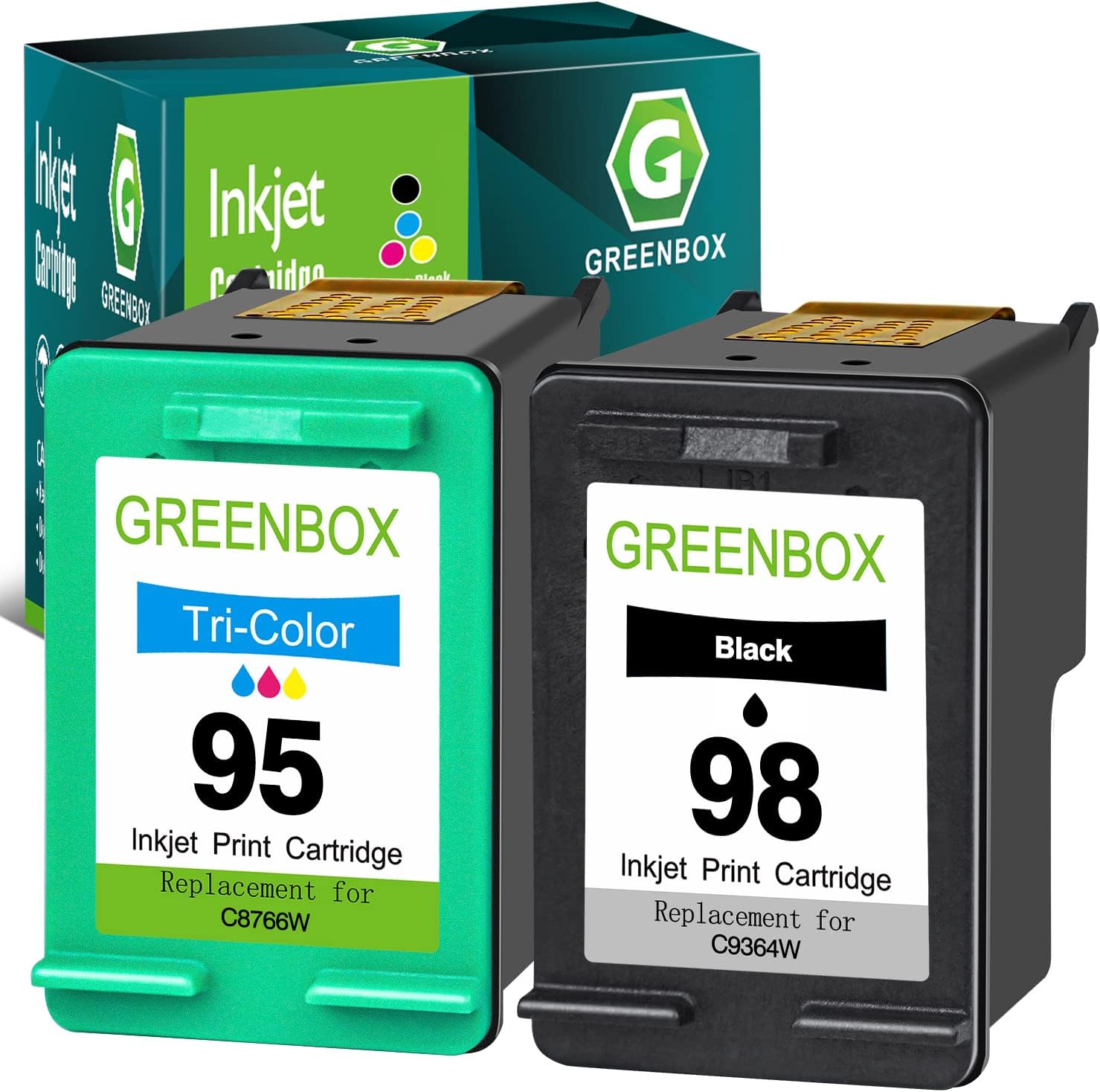 Amazon.com: GREENBOX Remanufactured 95 98 Ink Cartridge High-Yield ...