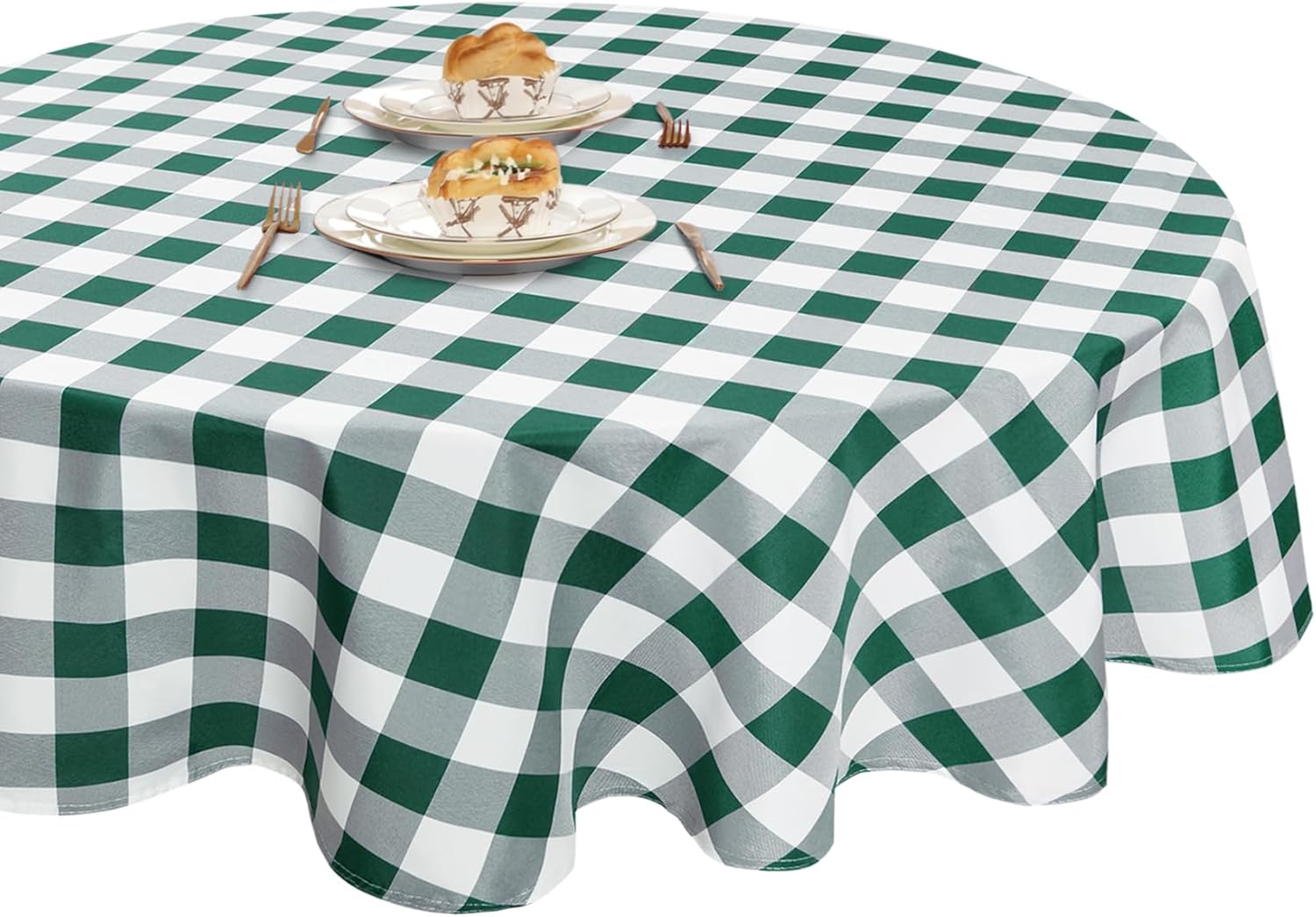 XWZO Checkered 90 Inch Round Tablecloth - Waterproof and Dustproof ...