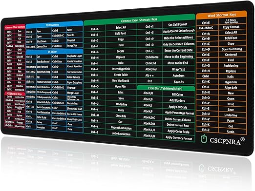 Amazon.com: CSCPNRA Excel Cheat Sheet Desk Pad - Large Office Mouse Pad ...