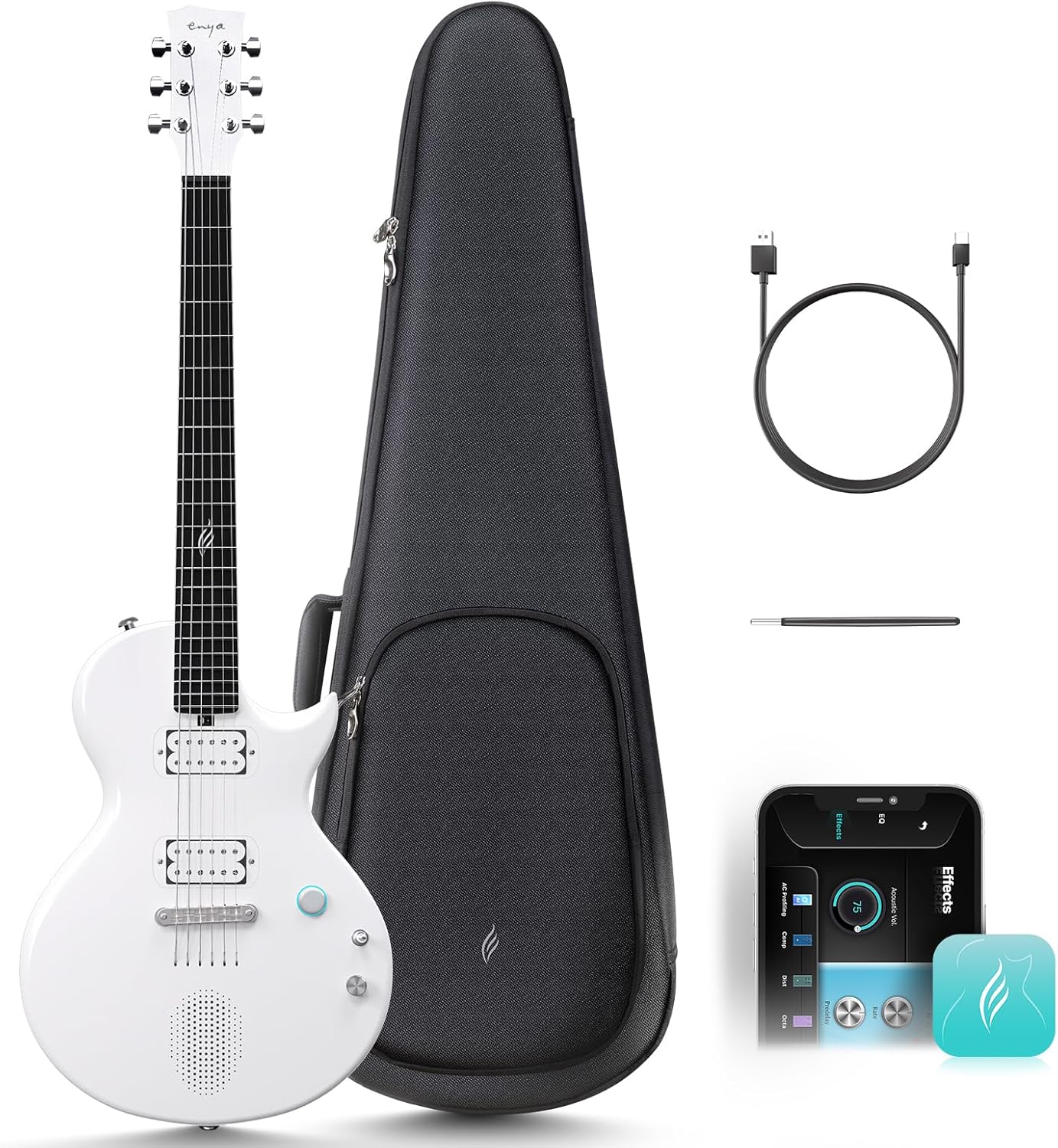 Amazon.com: Enya Electric Guitar Nova Go Sonic Smart Electric Carbon Fiber Guitarra with 10W ...