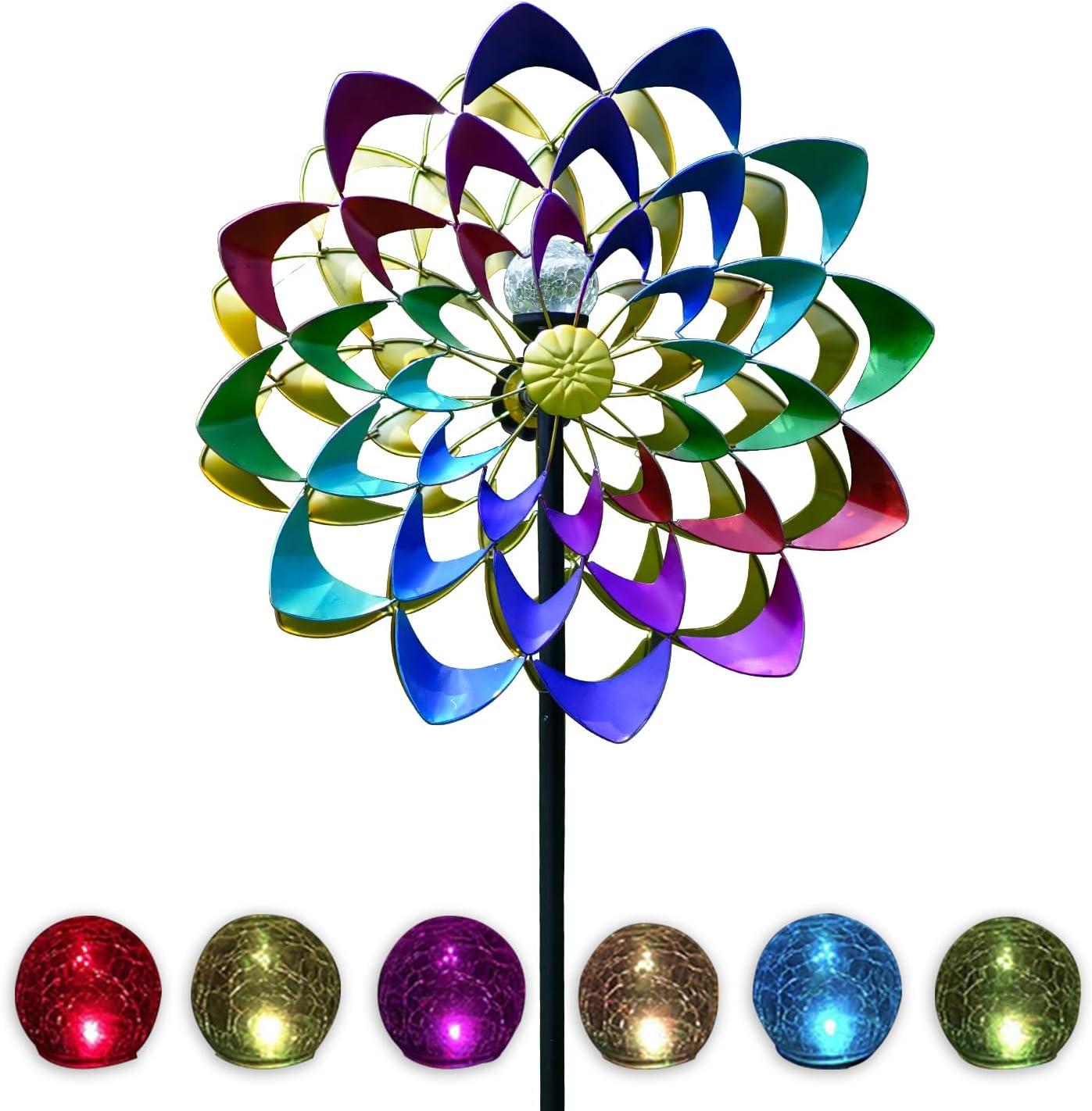 Amazon.com: Hourseat Solar Wind Spinner 360 Degrees Swivel Multi-Color ...