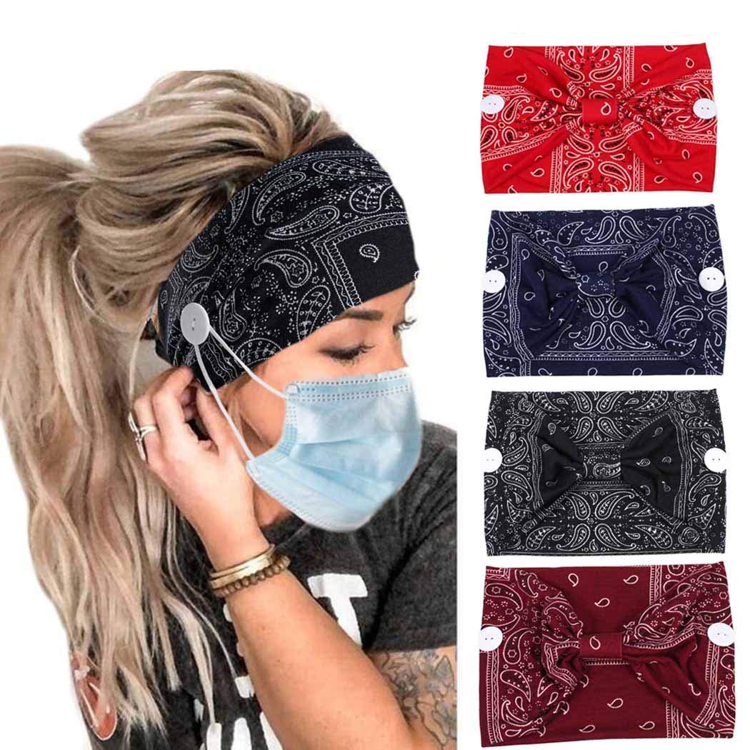 Amazon.com : Vinyl Quote Me 4 Pieces headbands with buttons mask Boho ...