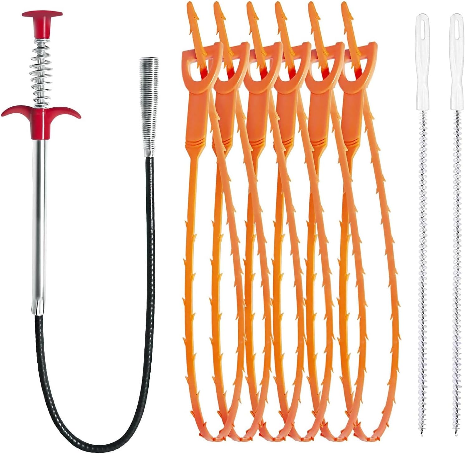 Vytulz 9-Piece Drain Clog Remover Kit - 35.5" Metal Clog Remover, 6x25 ...