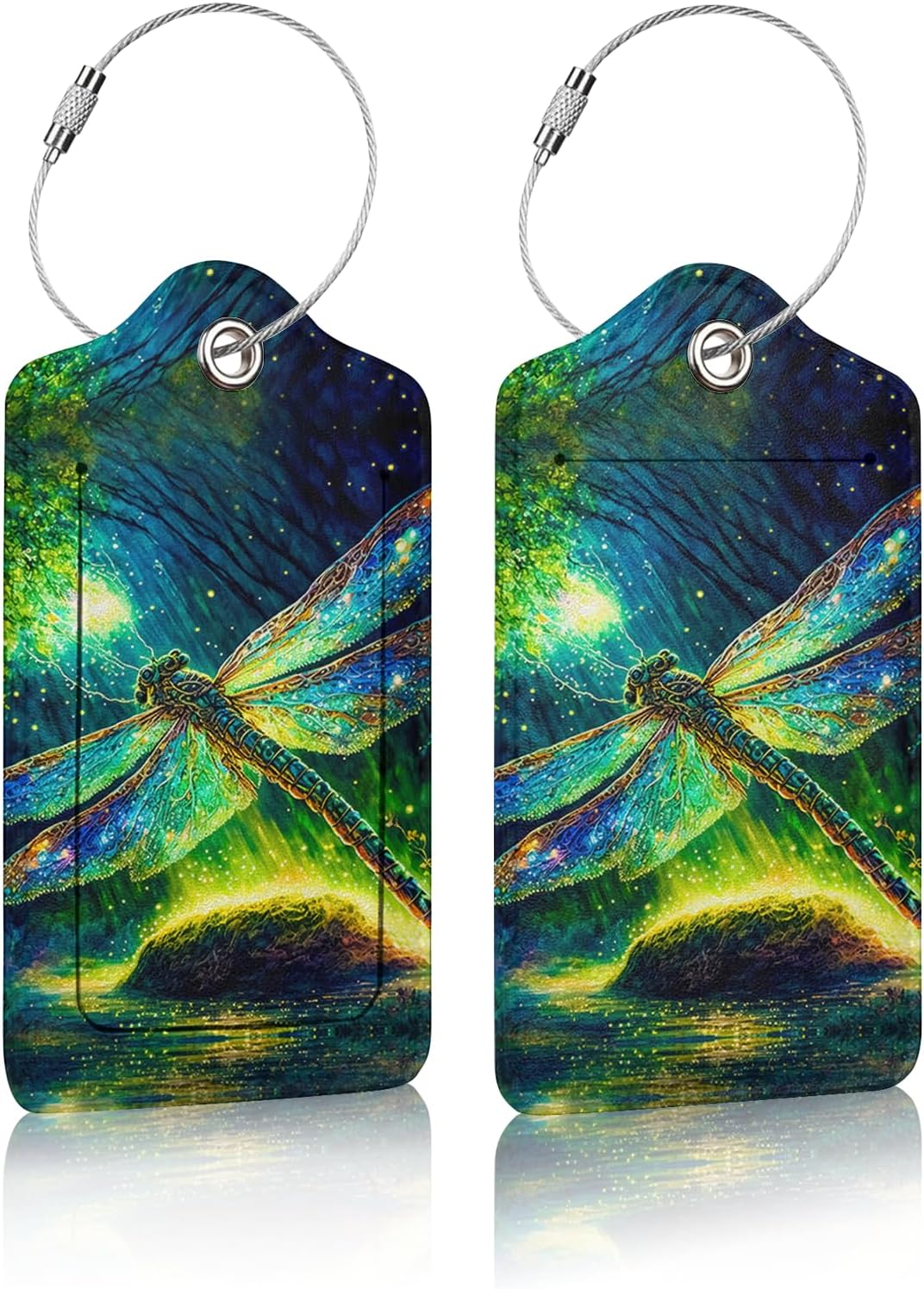Amazon.com: 2 Pack Luggage Tag for Suitcase, Dragonfly Leather Suitcase ...