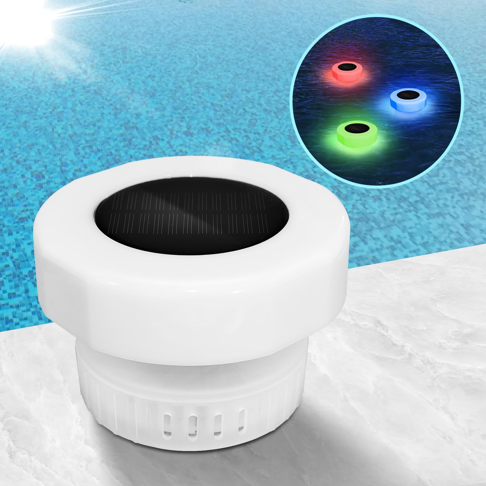 Amazon.com : Pool Floater for Chlorine with Colorful Solar Lights ...