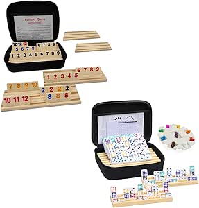 Amazon.com: uvcany Mexican Train Dominoes Set with 4 Wooden Racks ...